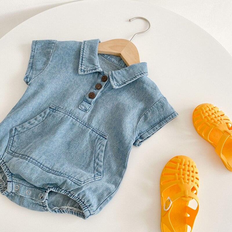 Baby Cotton Denim Shirt Romper – Teeny Mini Me