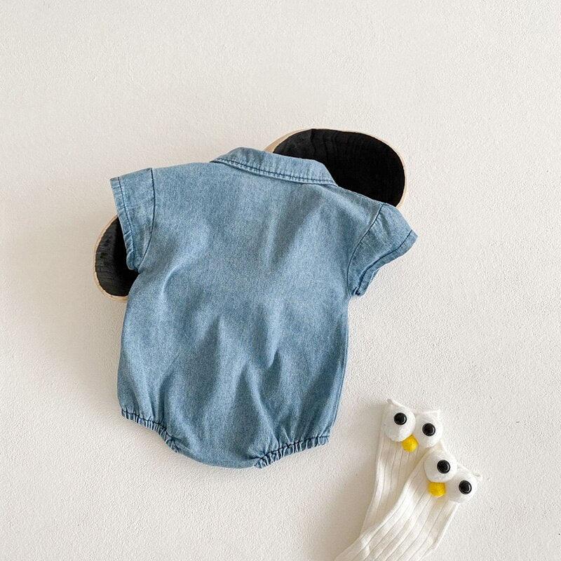 Baby Cotton Denim Shirt Romper – Teeny Mini Me